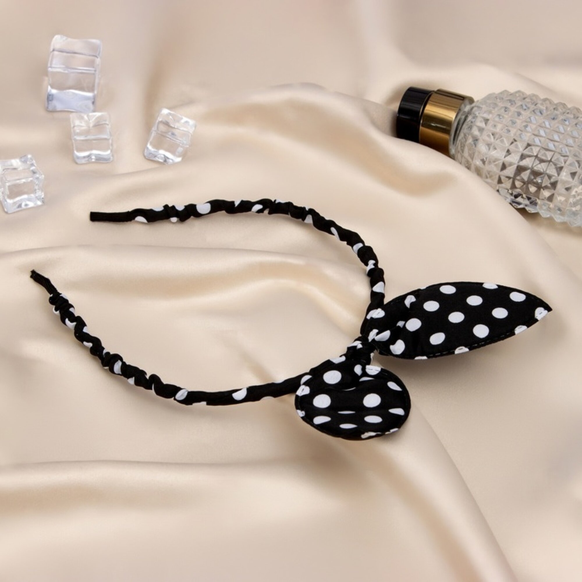 Ободок для волос Выбражулька «Веселые ушки», текстиль, металл, черный