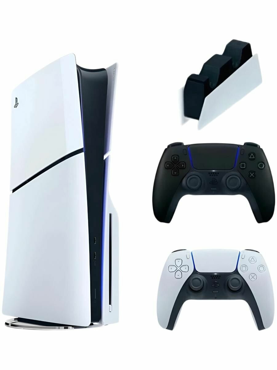 Игровая приставка Sony PlayStation 5 Slim с дисководом + 2й черный геймпад и зарядная станция