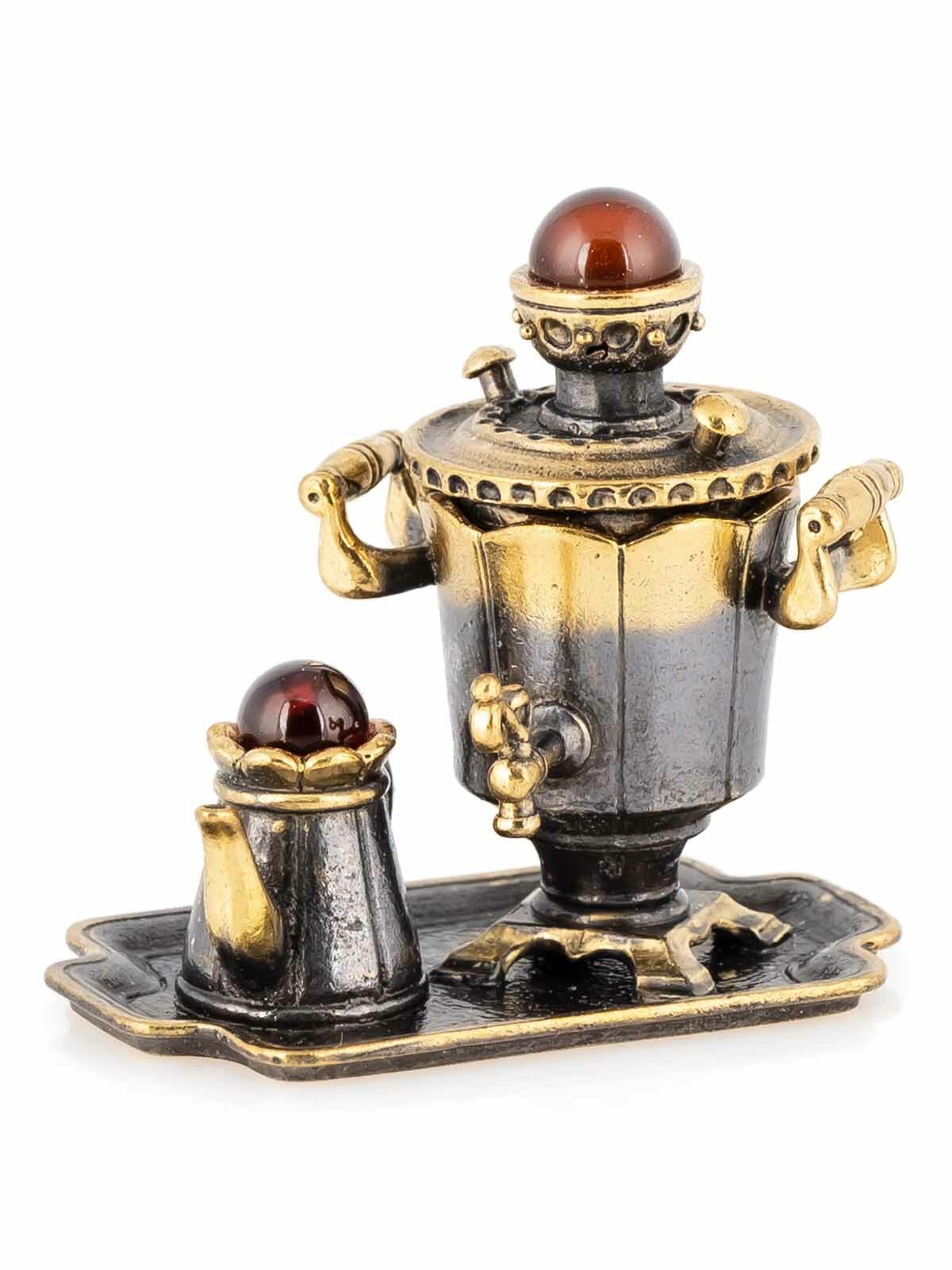 Сувенирная фигурка - Русский Самовар, Балтийский Янтарь, 4,5 см