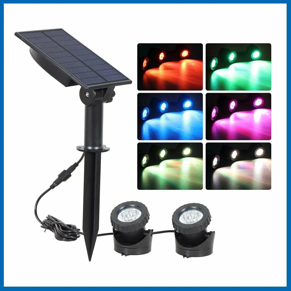 Солнечный прожектор, красочный свет, может быть использован в саду, на лужайке, в рокарии, в бассейне, в пруду, под водой