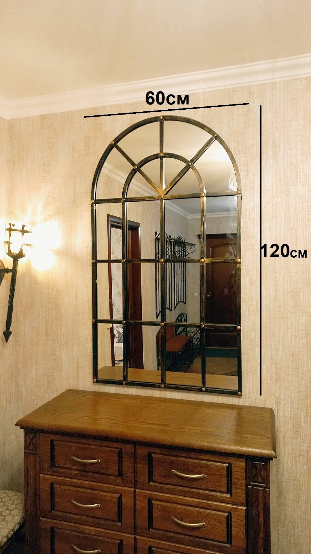 Зеркало кованое, Студия кованой мебели Нива, цвет черный/бронза