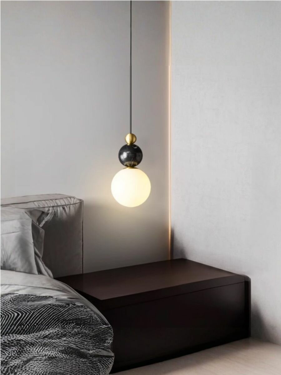 Светильник подвесной потолочный LED G9 5 Вт Sondre черный мрамор Blesslight — фото 1
