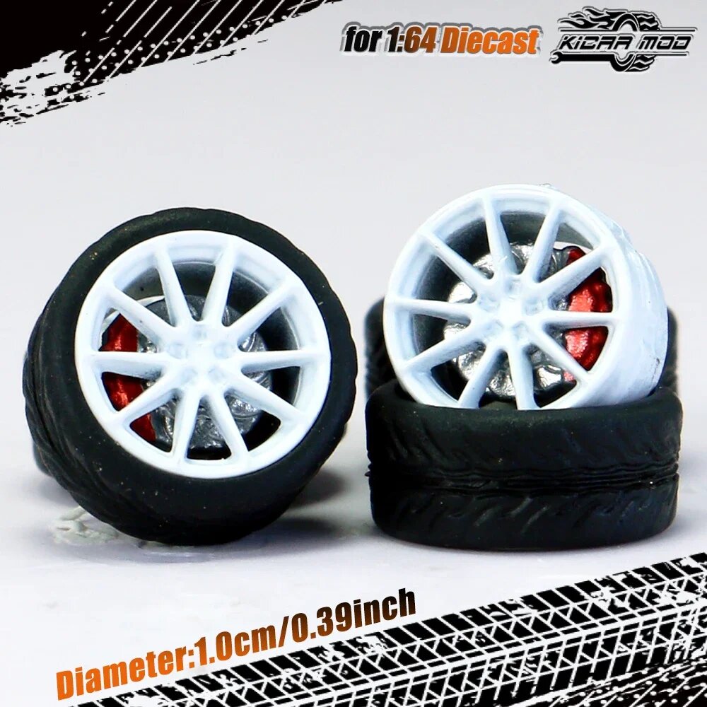Kicarmod 1/64 модель автоколеса из пластика с резиной 10мм для моделей Tomica MINI GT