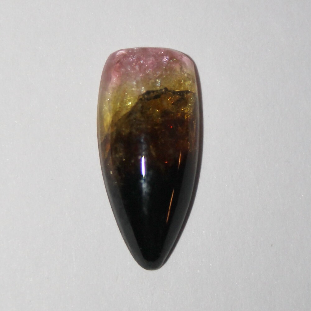 Полихромный турмалин кабошон, 21х9х3 мм, Малханское месторождение, «True Stones»