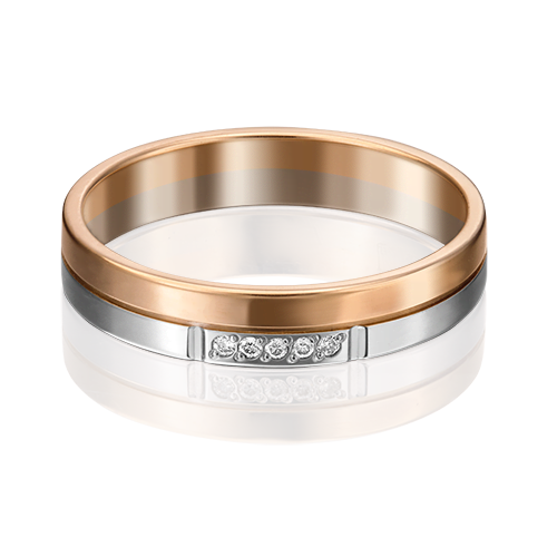 Кольцо, комбинированное золото, 585 проба, бриллиант