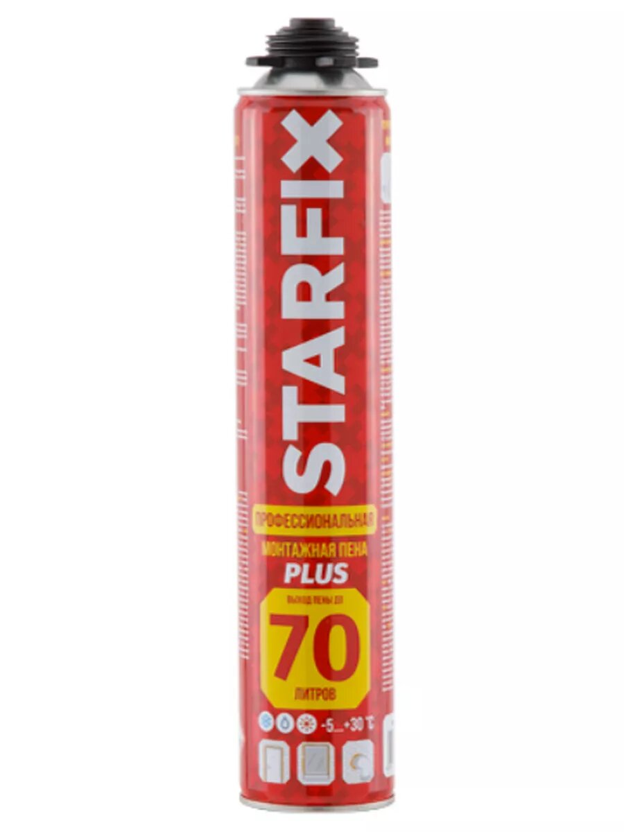 Пена монтажная профессиональная всесезонная STARFIX Foam Pro Plus 70 (890мл) (Выход пены до 70 литров) (SM-65524-1) (SM-65524-1)