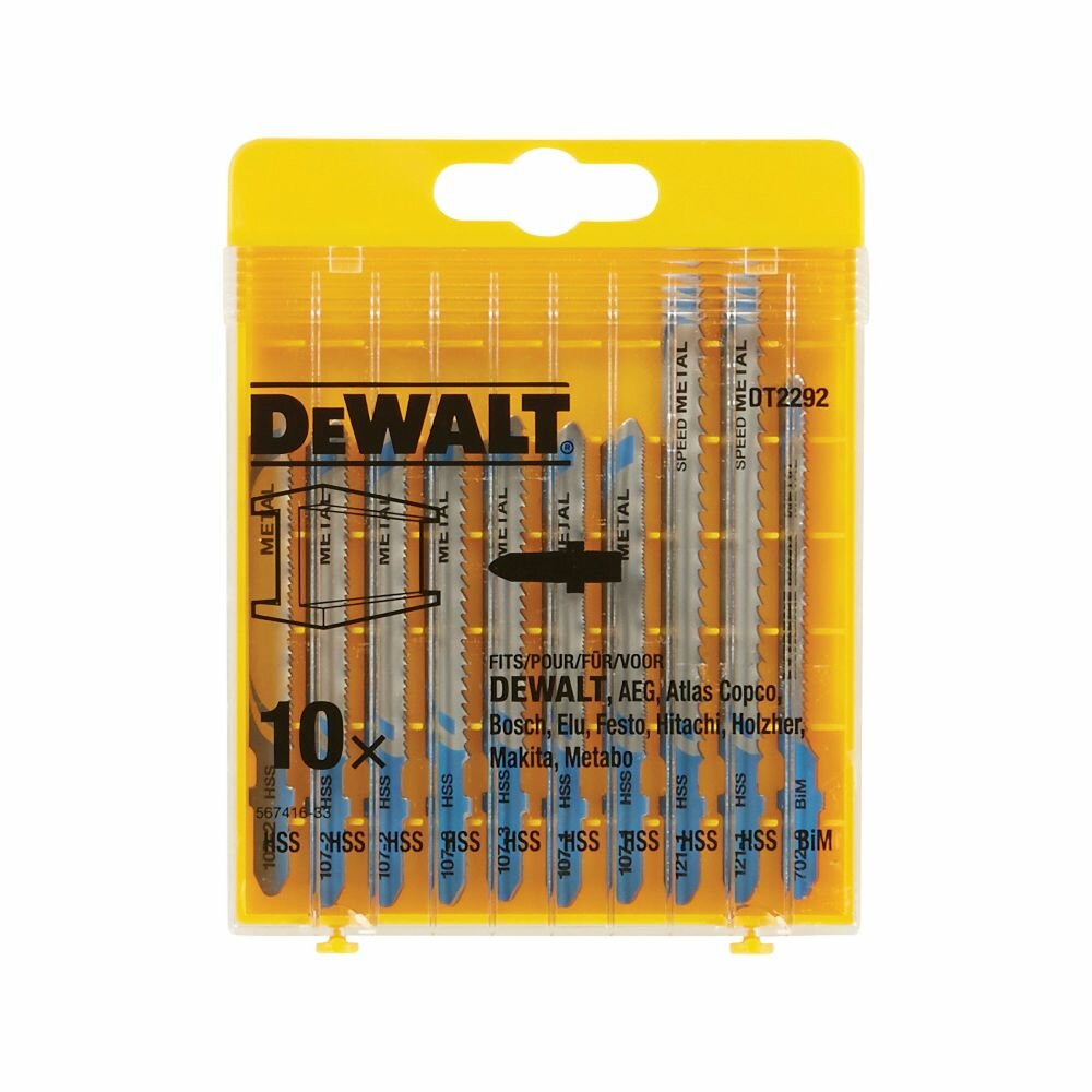 Набор полотен для лобзика DeWalt 10шт, по металлу DT2292