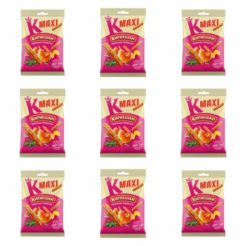 Кириешки сухарики Maxi, жареная креветка,60 г, 9 упаковок
