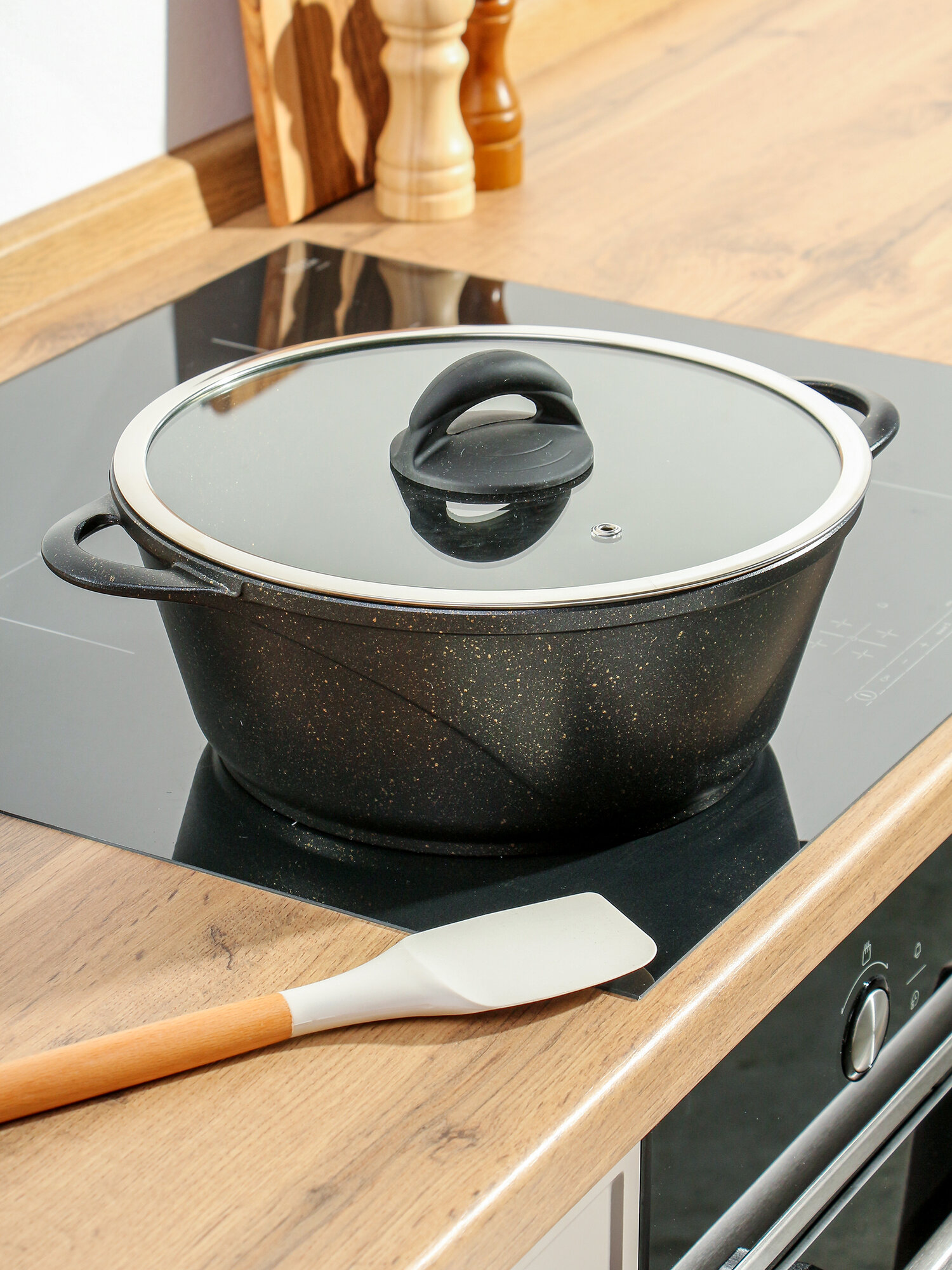 Кастрюля алюминий, антипригарное покрытие, 5 л, с крышкой, крышка стекло, Гурман, Eclipse, ГМк503ЭКИ, индукция