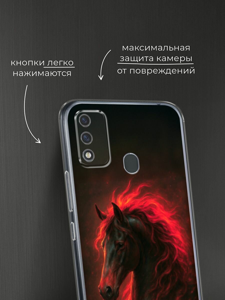 Силиконовый чехол на Itel A48 / Ител А48 с принтом Конь и грива — фото 1