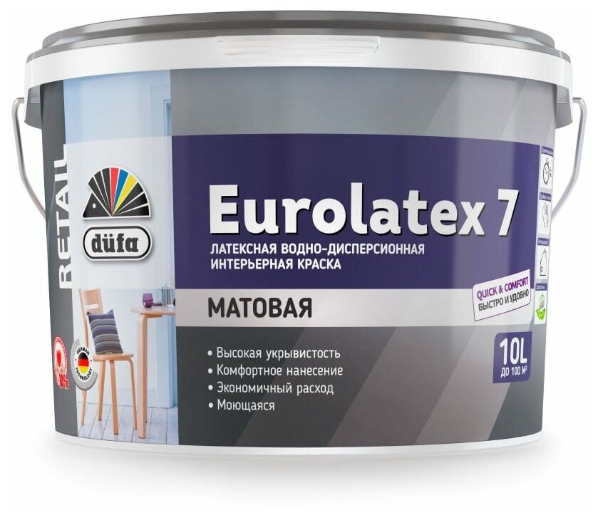 Краска Dufa Retail ВД EUROLATEX 7 10 л Н0000003406, 10 л