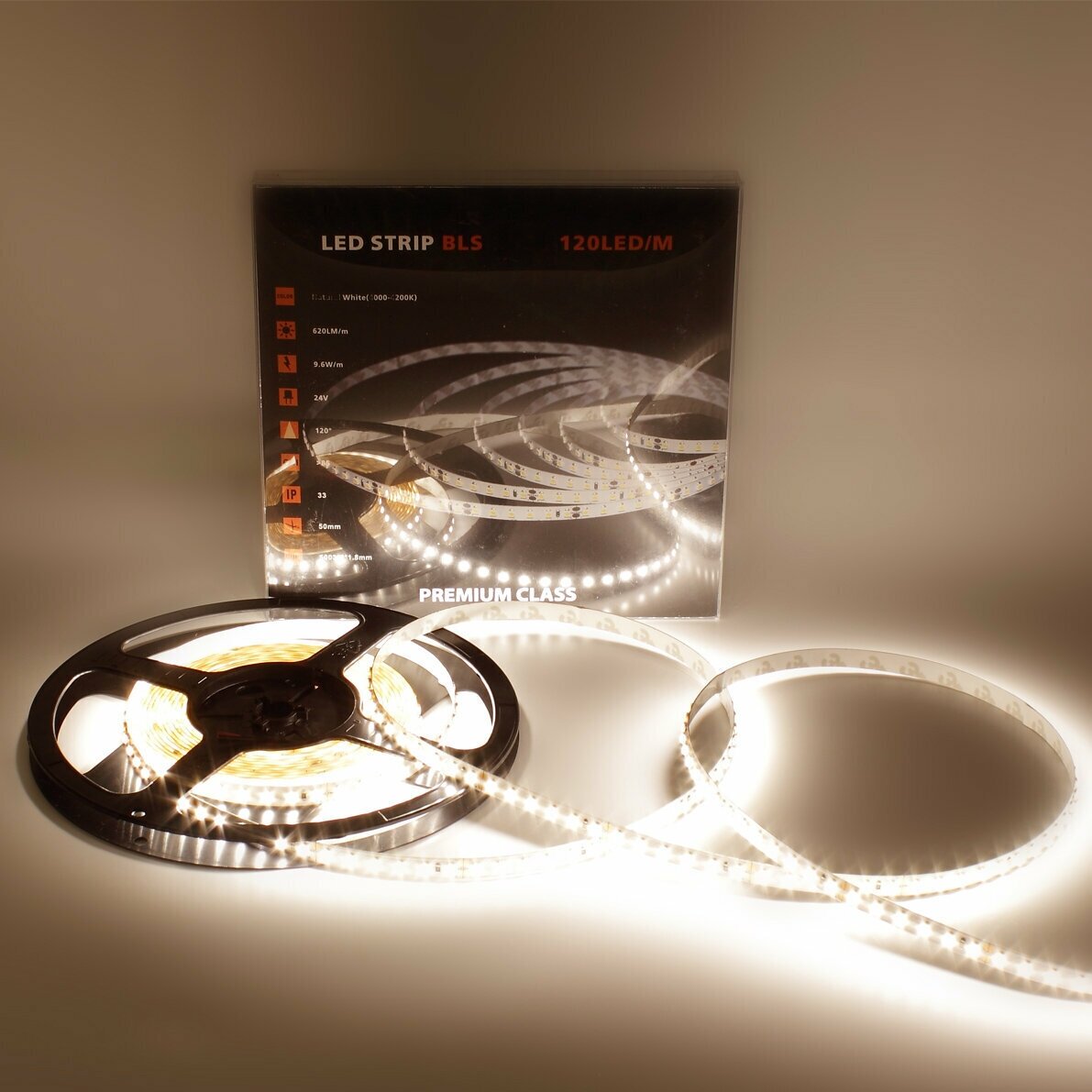 Светодиодная лента Class Premium, 2835, 120 led/m, warm white, 24V, IP33, A341