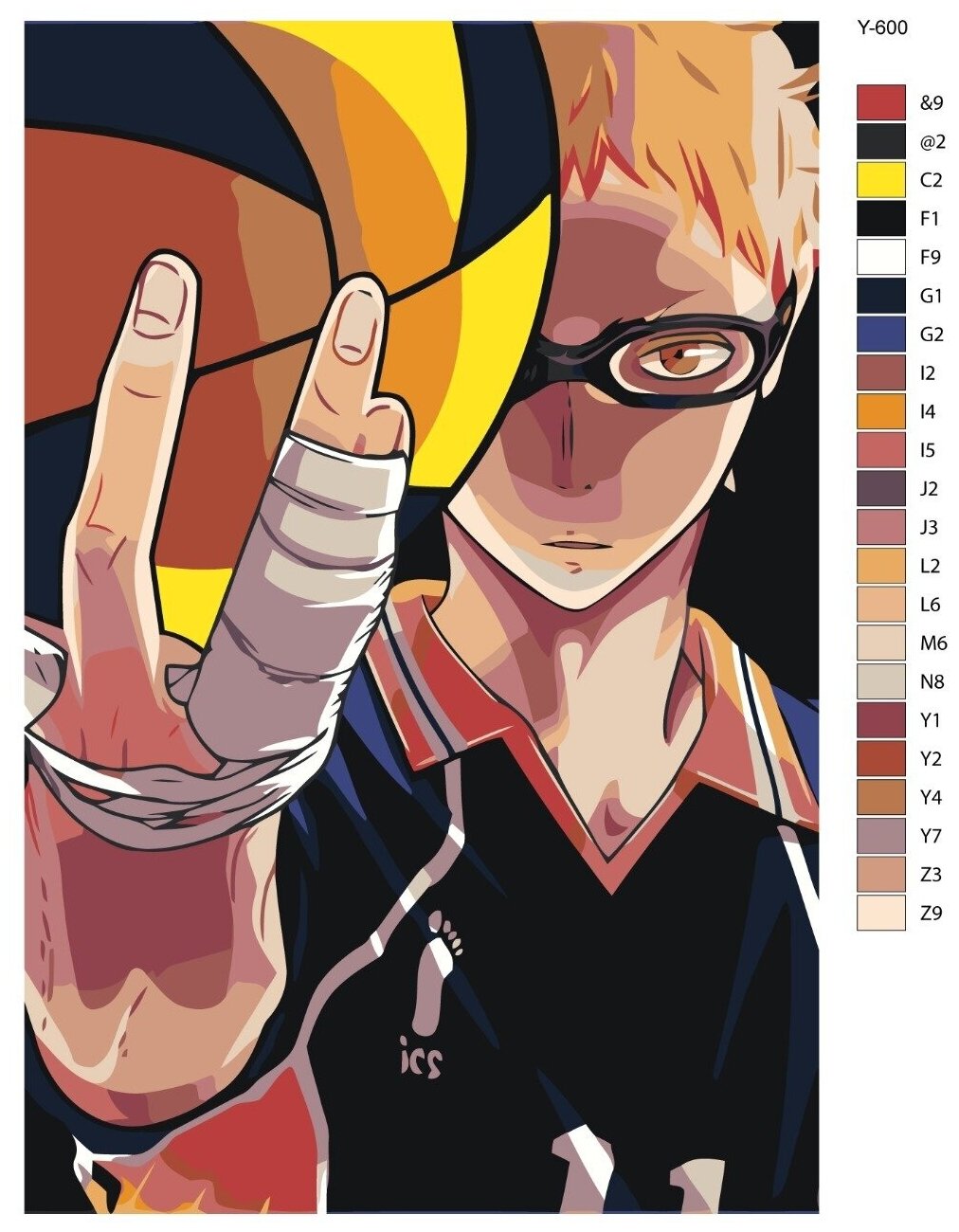 Картина по номерам Y-600 "Аниме Волейбол. Кэй Цукишима" 40х60