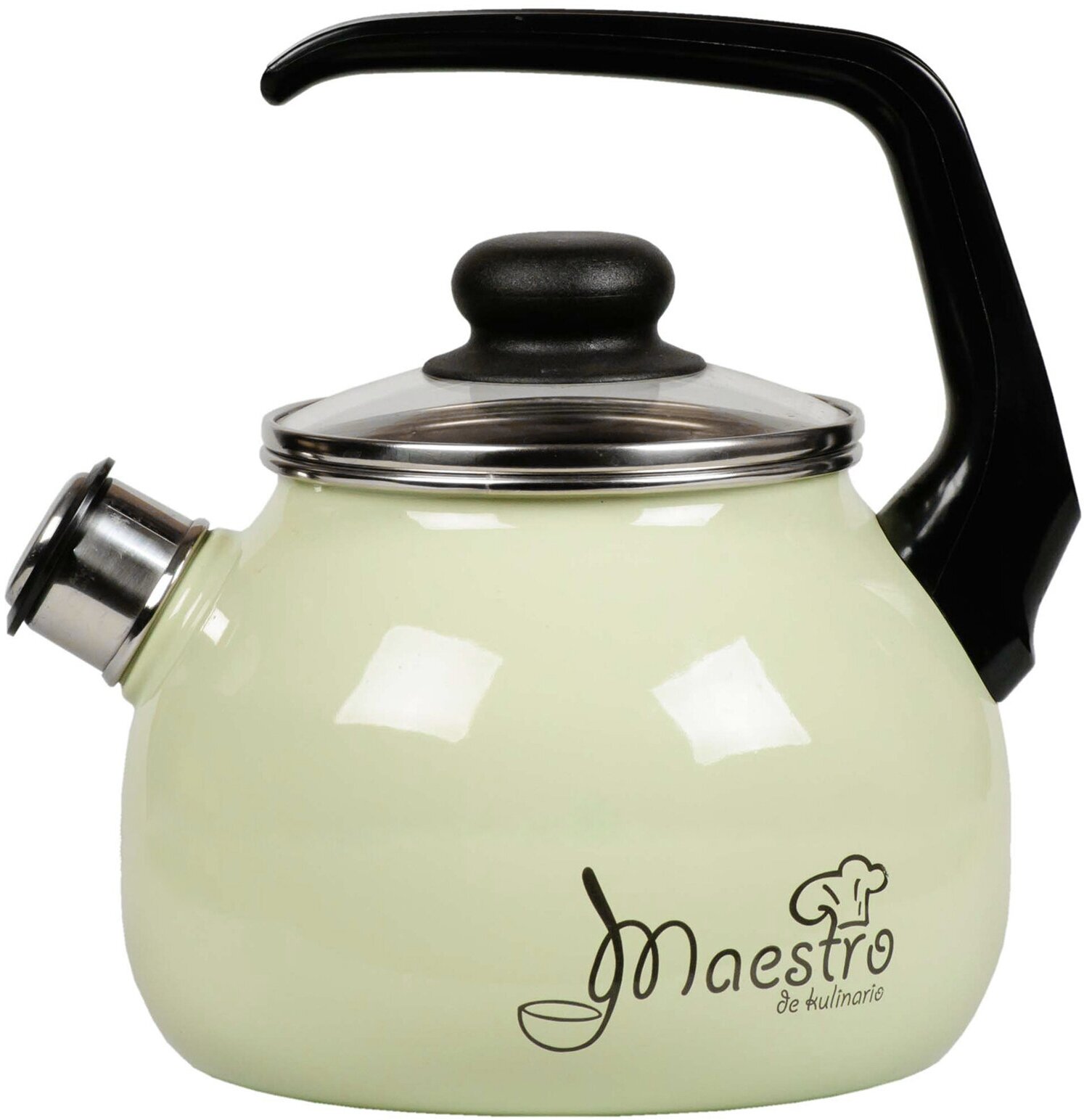 Чайник эмалированный Vitross Maestro 3,0 л со свистком салатовый