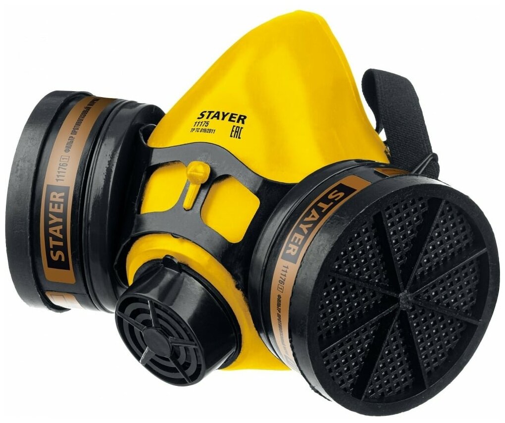 Противогазовый респиратор STAYER HF-6000 два фильтра A1 в комплекте 11175_z01, 1 В