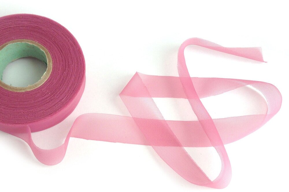 Лента окантовочная трикотажная 20мм, для швов, фламинго, 20м