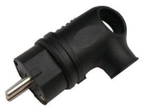 Вилка угловая с заземлением каучук 16А IP44 черная 9220 IN HOME