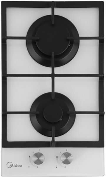 Газовая варочная панель Midea MG3260TGW 30 см, 2 конфорки электроподжиг газконтроль, белый