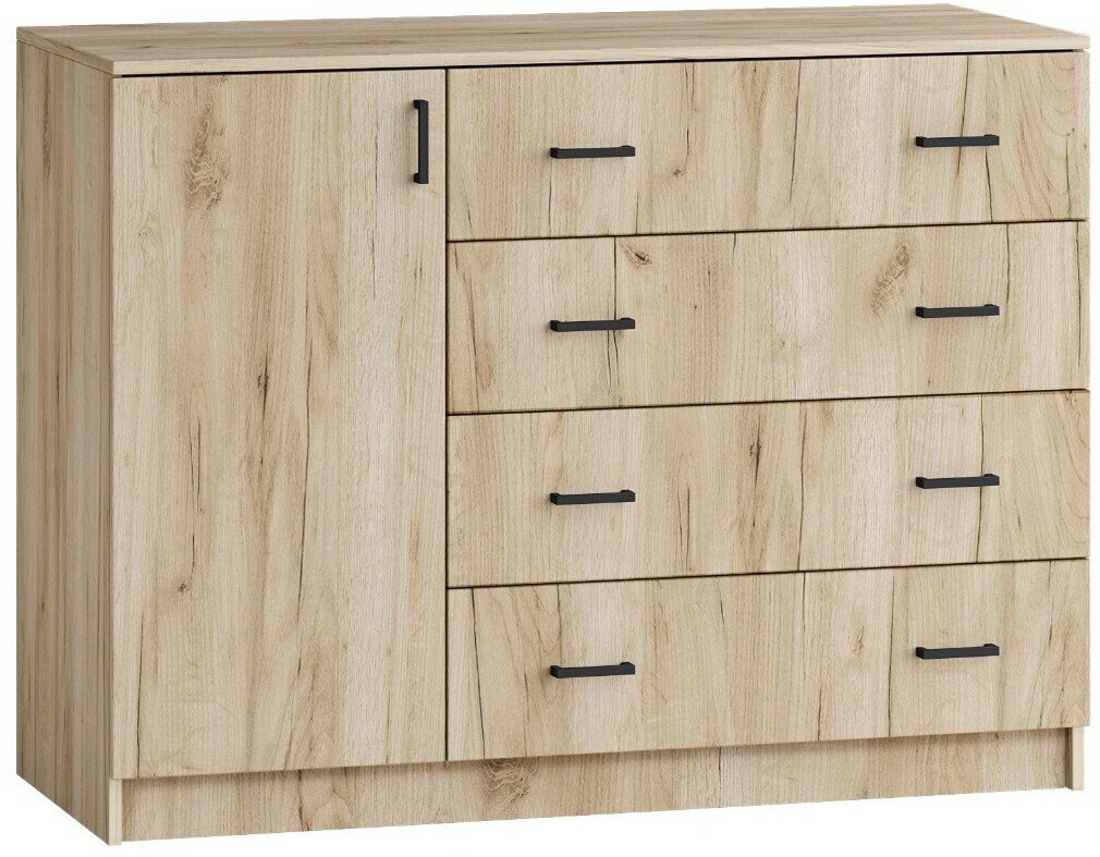 Комод для одежды Бард 3, Легкомаркет, ЛДСП, цвет дуб крафт серый, 120х89х40, 4 ящика/дверь