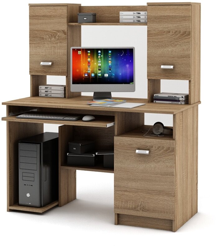 Компьютерный стол "Имидж (Арсенал) 14" с надстройкой и ящиком, ЛДСП, 120 x 60 x 141 см