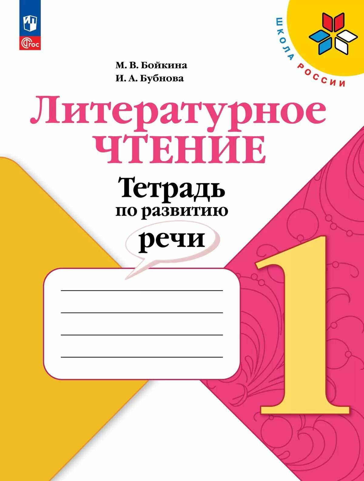 Рабочая тетрадь Просвещение Литературное чтение. 1 класс. Развитие речи. К приложениям 1 и 2. ФПУ 22-27. Школа России. 2025 год, М. Бойкина