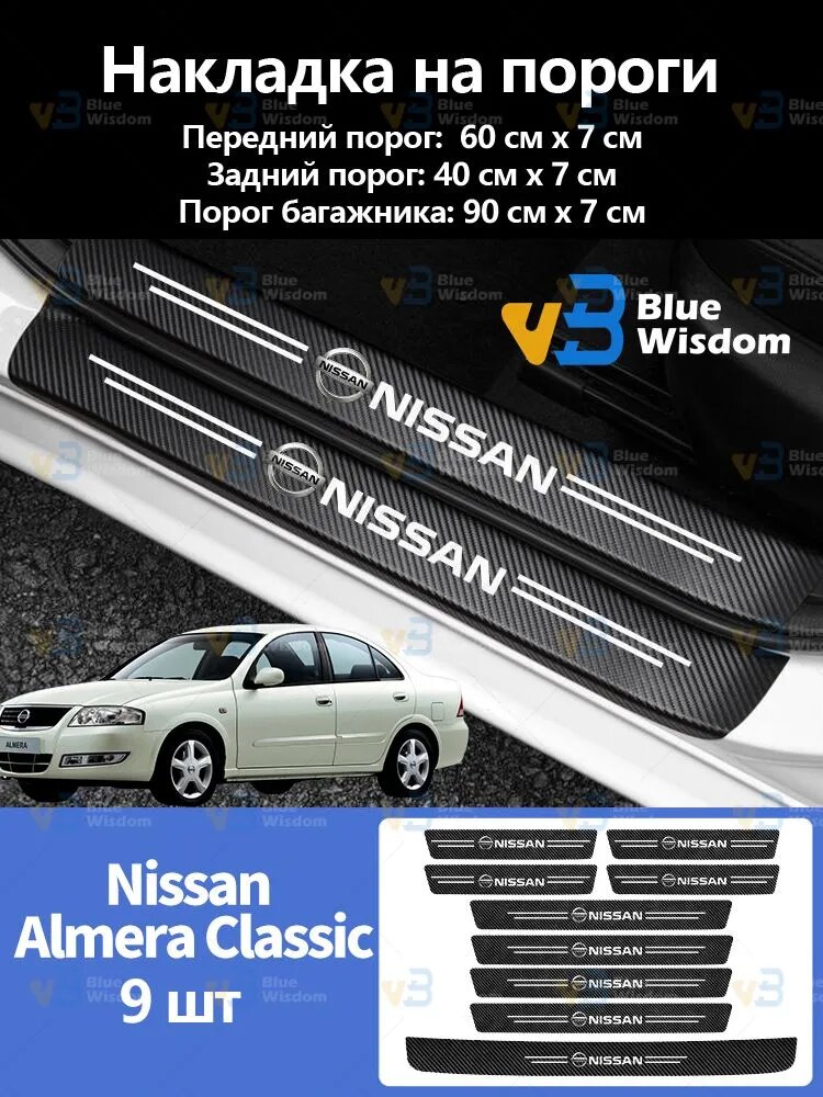 BlueWisdom Накладка на автомобиль на пороги, 9 шт.