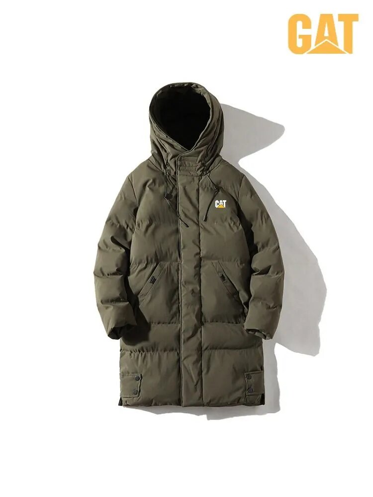 Пуховик Caterpillar Мужская удлиненная утепленная куртка свободного кроя-капюшон, усиленное утепление, для горных походов