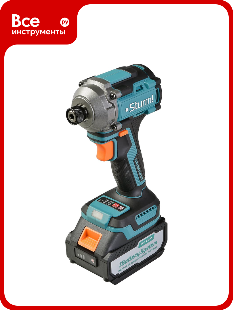 Винтоверт ударный Sturm б/щ, 18В, 1BatterySystem, 250Нм, 1/4, 1x4.0Ач, кейс CD250H