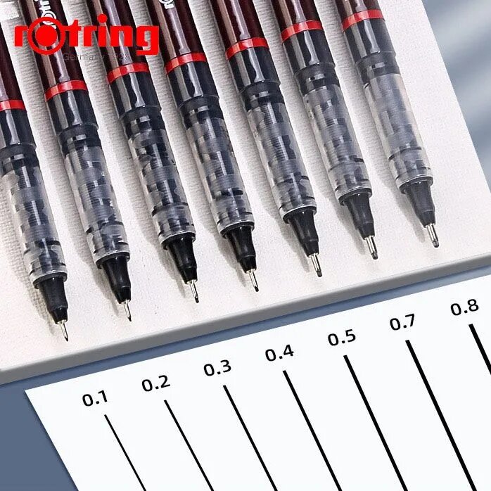 Rotring Tikky Graphic Изограф 6 шт. 0.1mm-0.7mm - коричневый корпус, для графики и черчения — фото 1