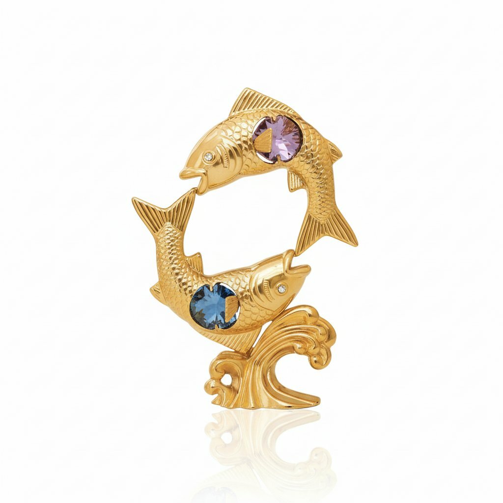 Фигурка Знак зодиака Рыбы с цв. кр. A8016 Crystal Temptations, Металл, кристалл