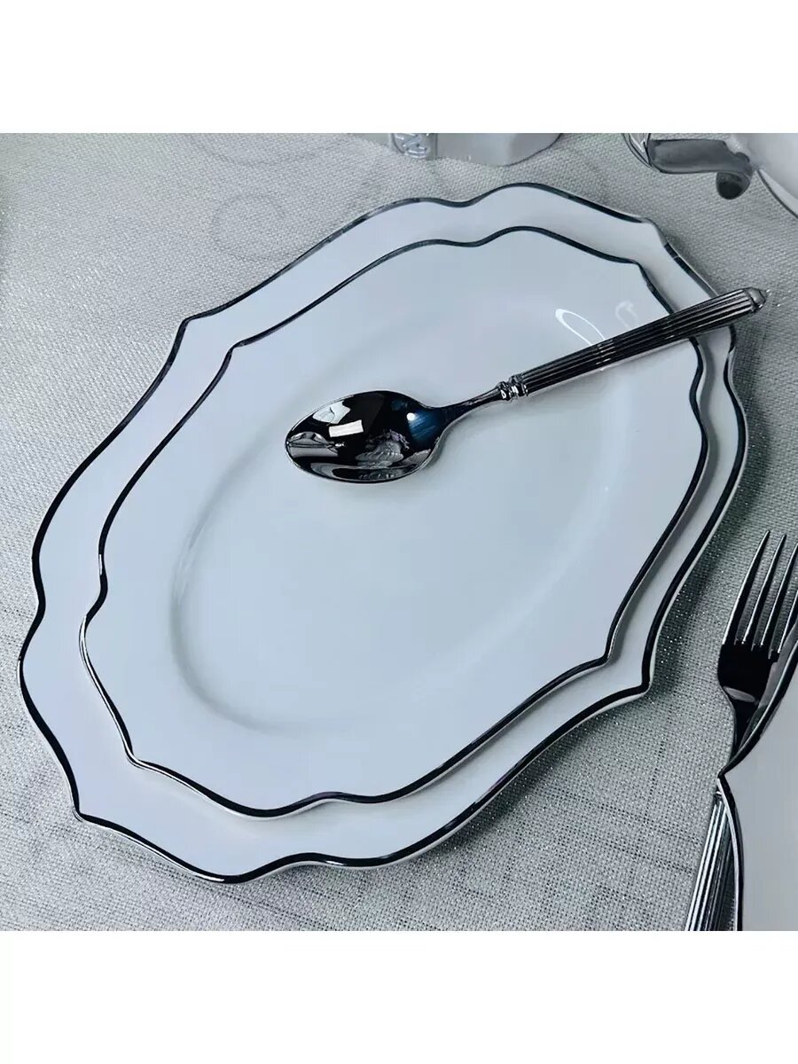 Блюдо набор 2 шт Lenardi Magnolia Silver, фарфор, 35,5 см