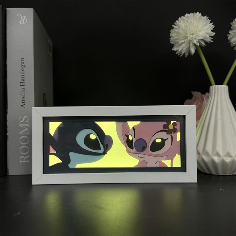 Аниме ночник Стича и Ангела RGB. Stitch и Ангела из мультфильма Лило и Стич