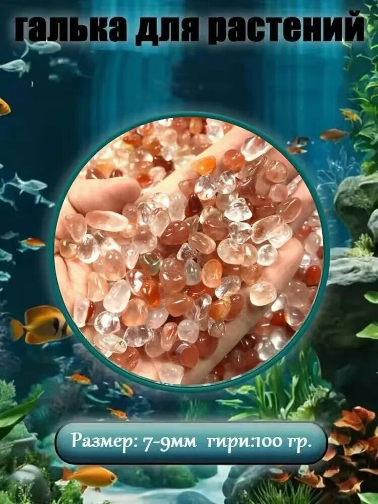 Натуральные декоративные камни для аквариумов с кристаллическими вкраплениями. Субстрат для аквариумов для растений, кактусов и суккулентов, каспийская галька 7-9 мм, 100 г.