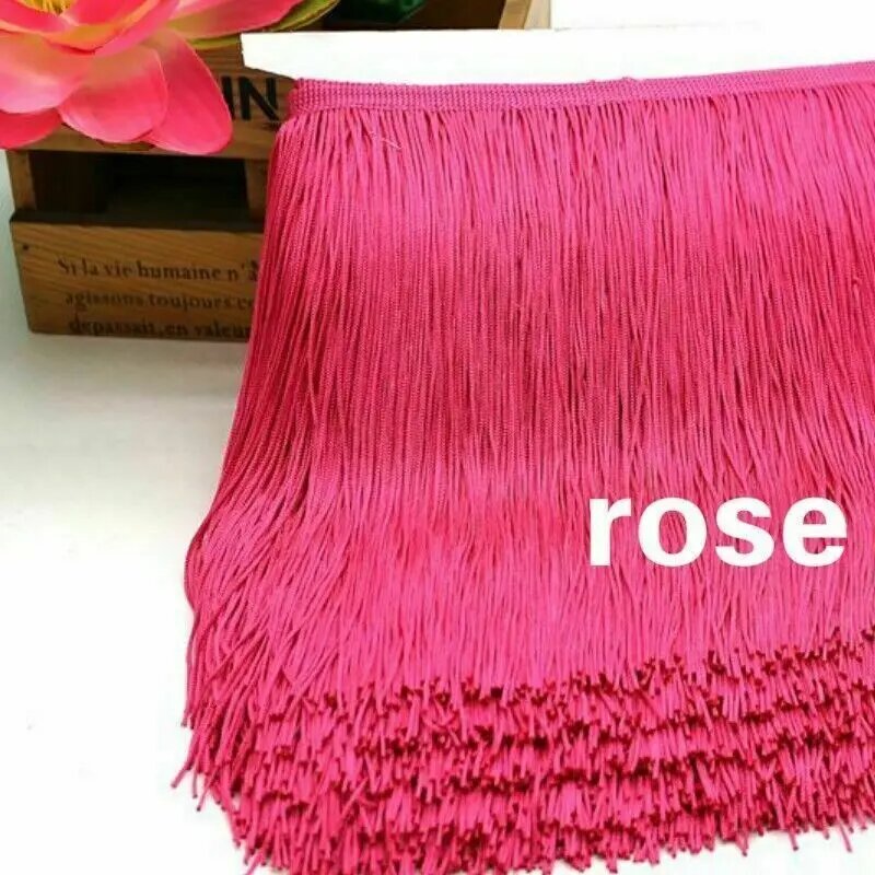 Полиэстер бахрома синяя 100 см Розовый, Rose Red 100cm