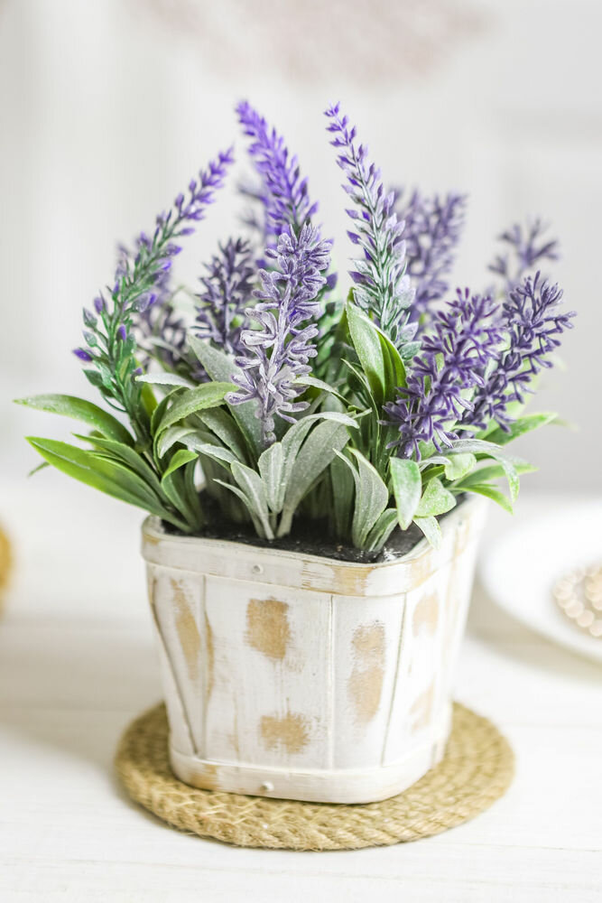Искусственные цветы лаванда В кашпо, 22 см, Kaemingk 804181