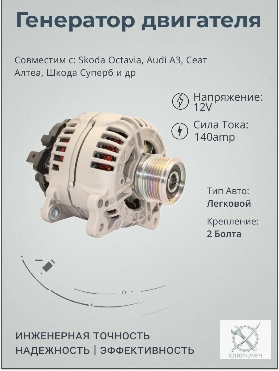 Генератор для Skoda Octavia, Audi A3, Шкода Суперб
