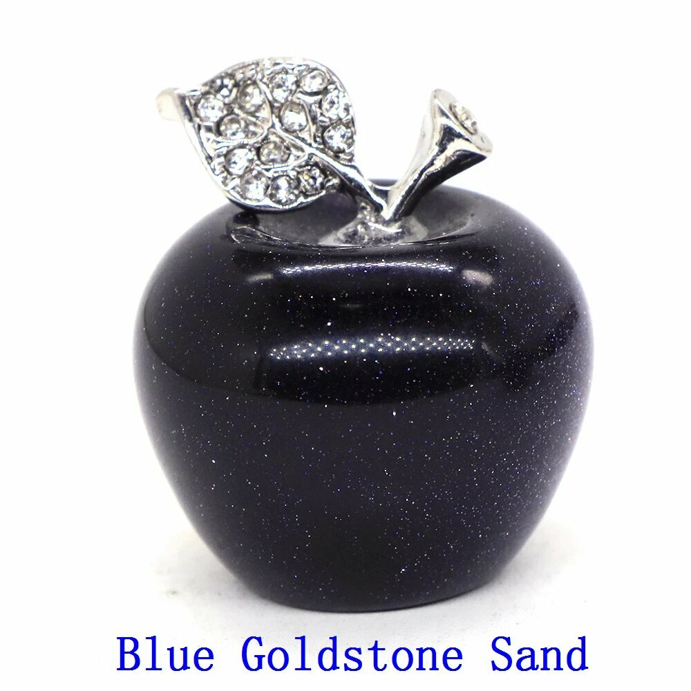 Статуя яблока из камня 30 мм Темно-синий, 1 PCS, Blue Goldstone
