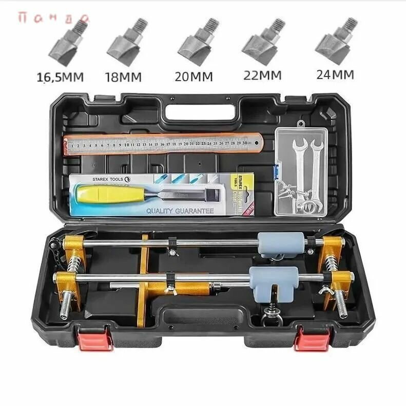 Шаблон для врезки дверных замков с комплектом фрез (5 штук) / Кондуктор для установки замков, поколение №4-1