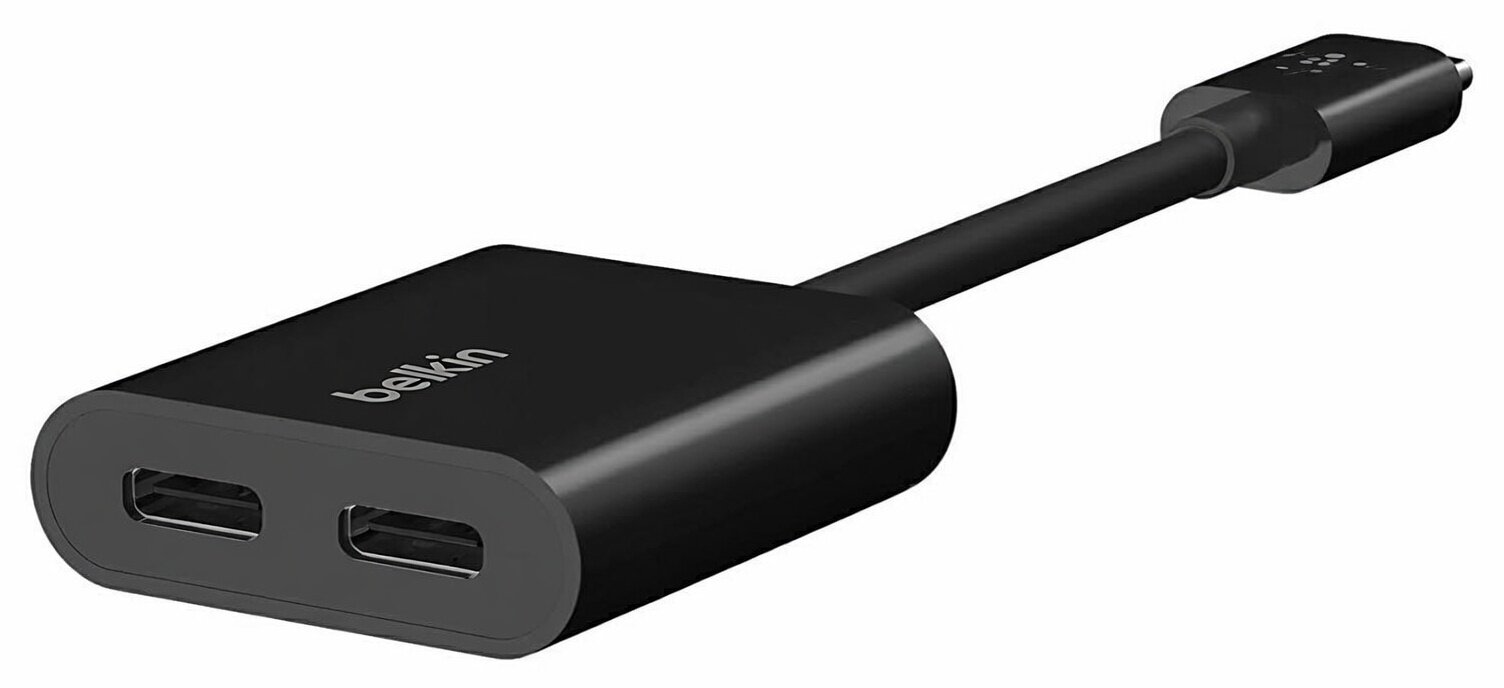 Адаптер Belkin RockStar Audio USB-C+USB-C Charge Adapter 60W, black