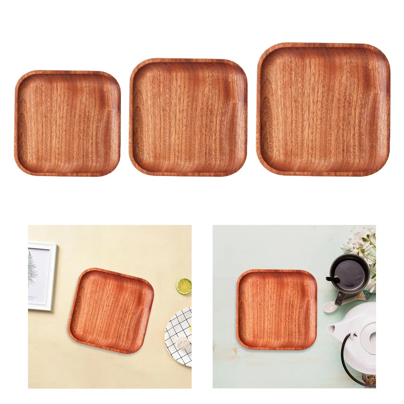 Деревянный сервировочный поднос 13x13x1.5 см