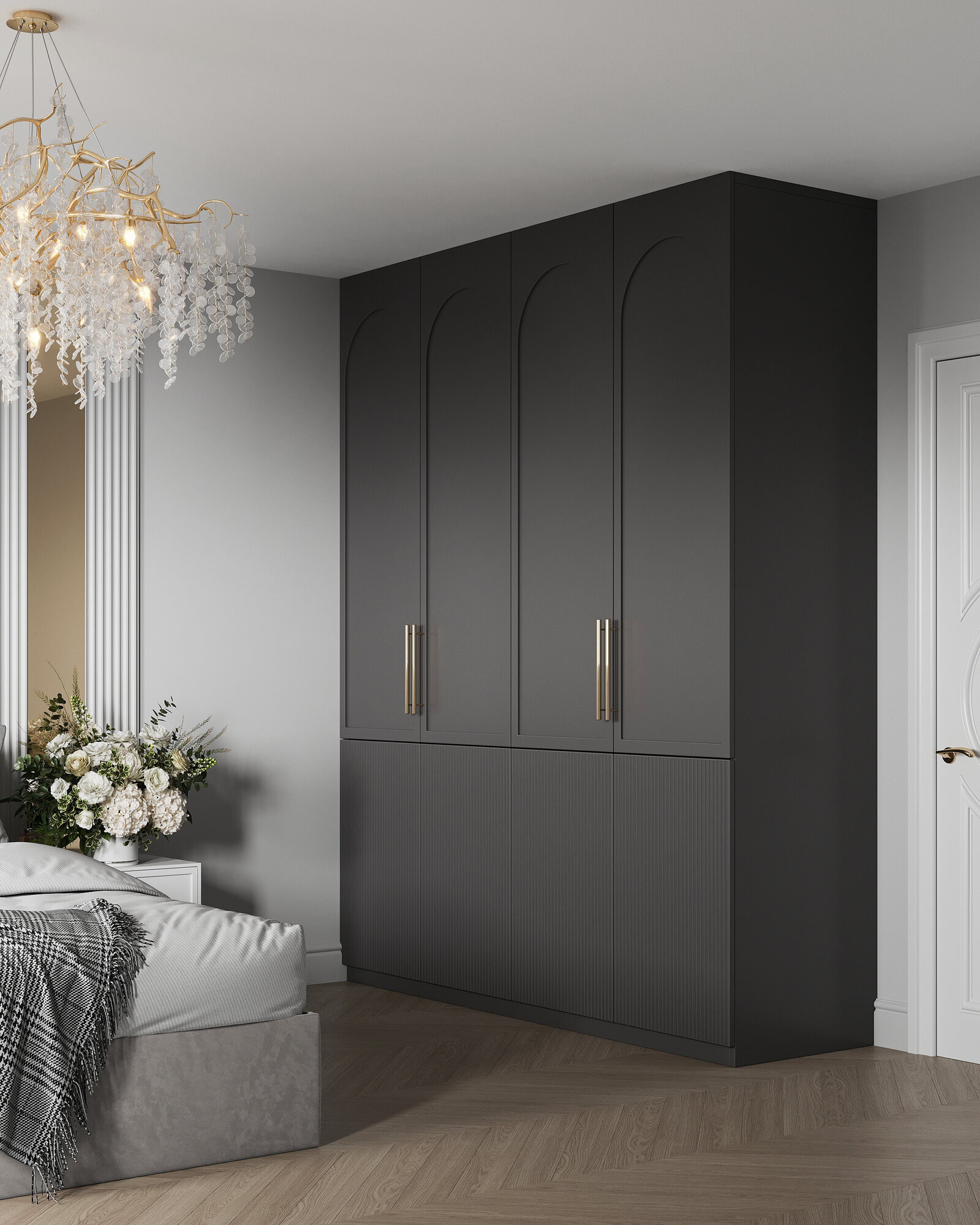 Шкаф IRINA MEBEL Мия, для спальни, МДФ, распашной, современный, с ручками