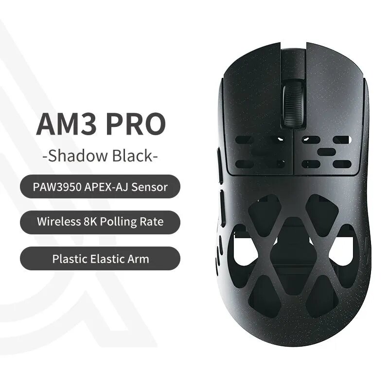 Игровая мышь AM3 PRO -Shadow Black- Wireless 8K Polling Rate Plastic Elastic Arm Black White