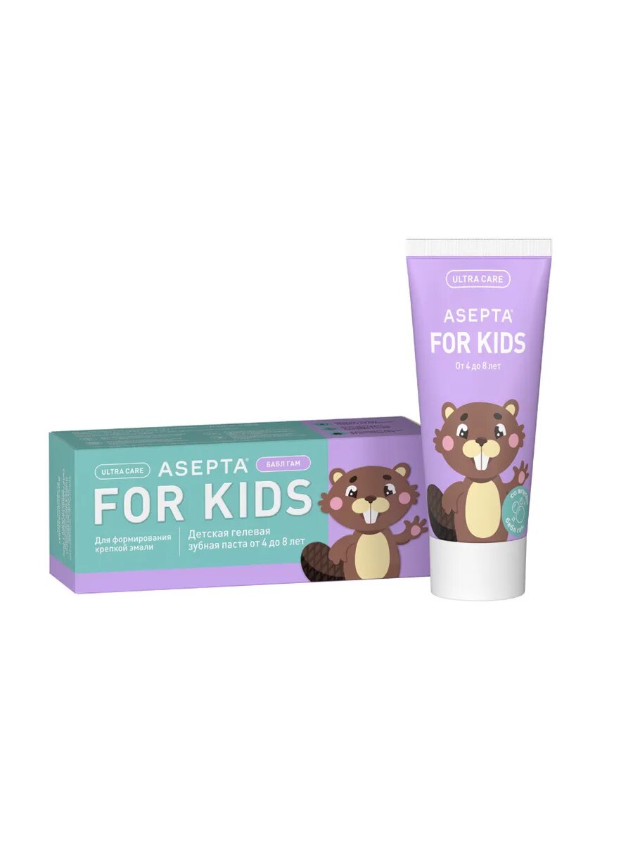 Асепта Kids Детская гелевая зубная паста от 4 до 8 лет, паст