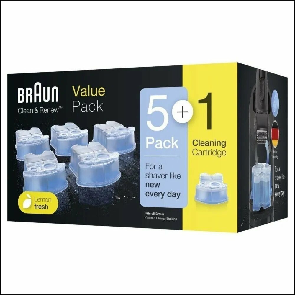 Комплект картриджей Braun Clean&Renew CCR, 6 шт, с ароматом лимона для станций очистки бритв