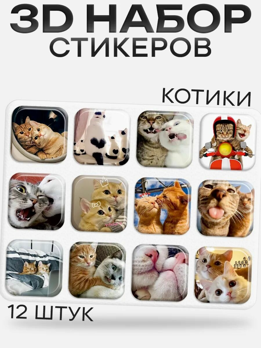 3D стикеры на телефон котики
