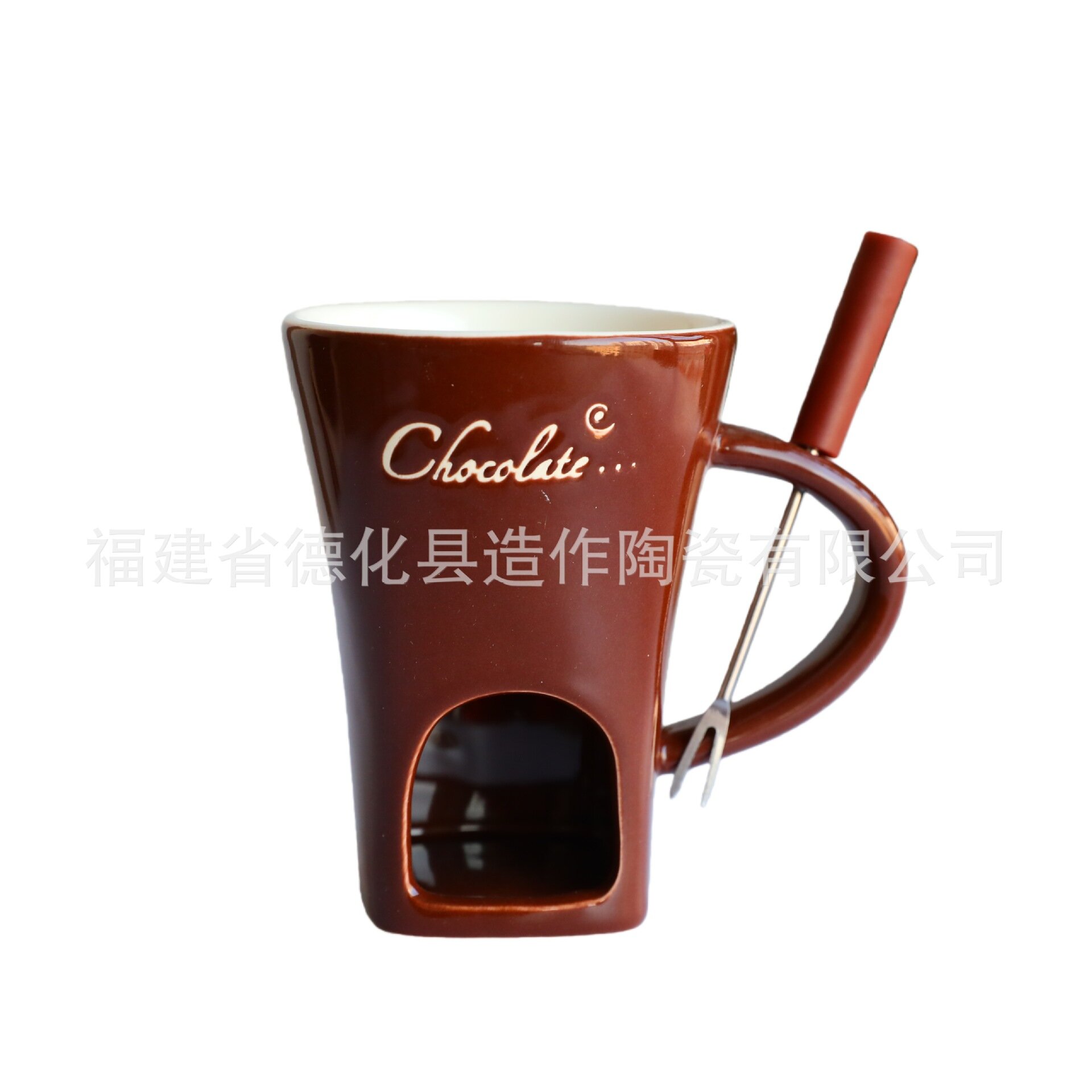 Европейский керамический горшок для плавления шоколада и мороженого, креативная чашка для горячих напитков с вилкой, нагреваемая свечой.