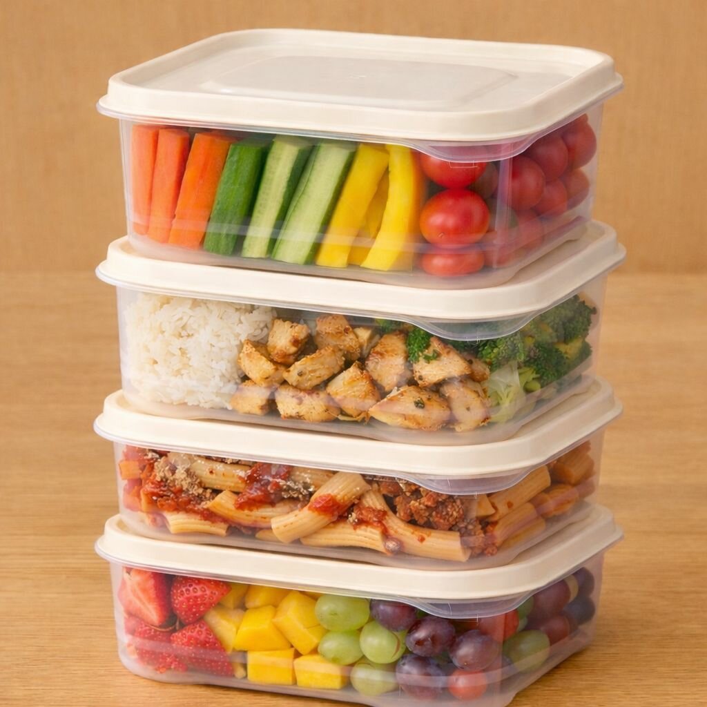 Контейнеры для хранения продуктов с крышками, набор 4 шт, 1100 мл