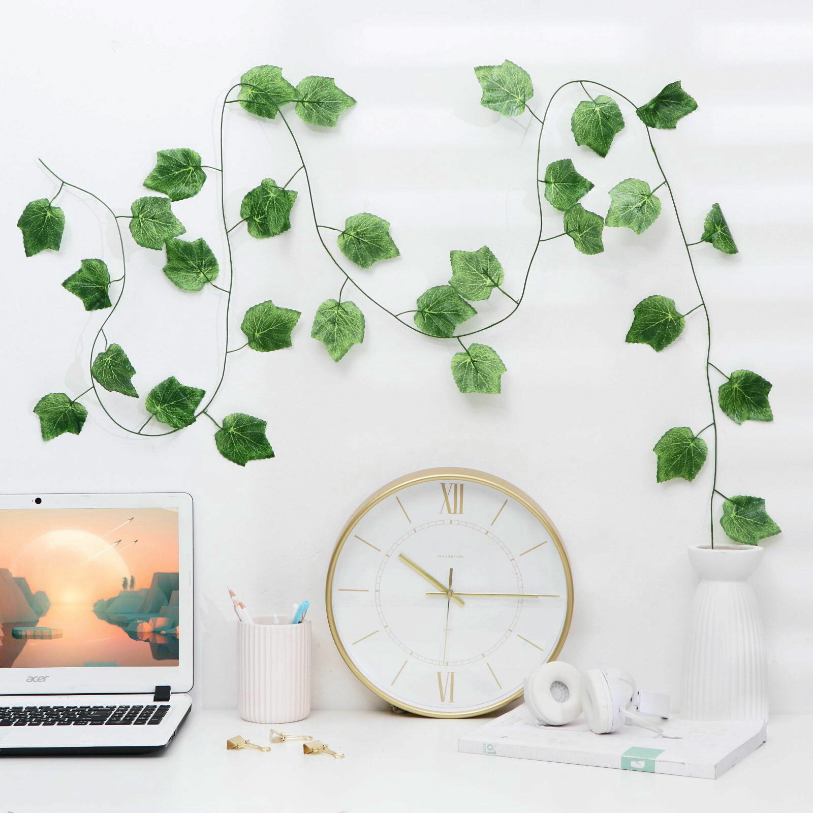 Лиана "Лист винограда", набор 12 шт, 2.3 м, цвет: зелёный, материал цветка: текстиль