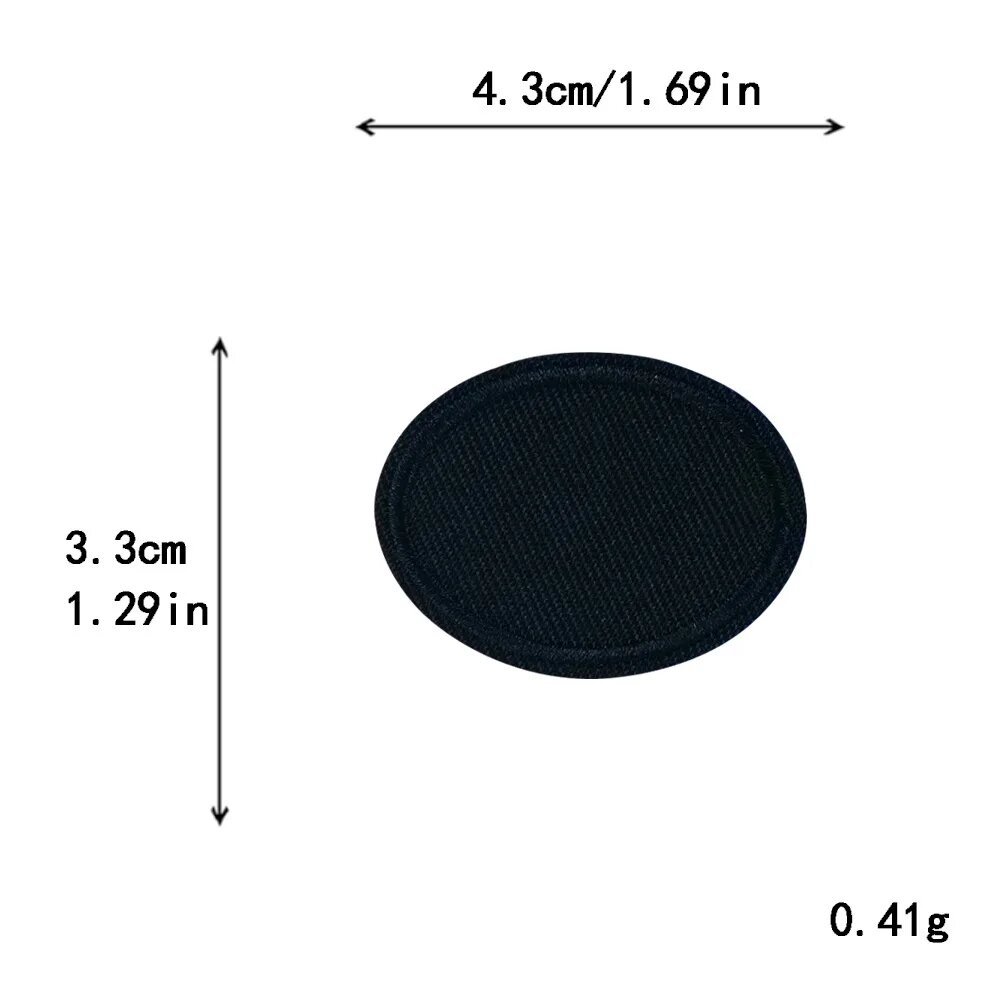 Черная круглая нашивка 4.3x3.3 см (1.69x1.29 дюймов)