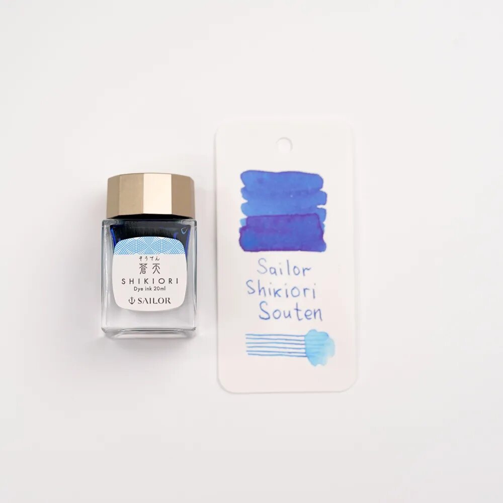 Чернила Sailor Shikiori Souten 1 шт, 20 мл. Темно-голубой с легким фиолетовым шином для перьевых ручек